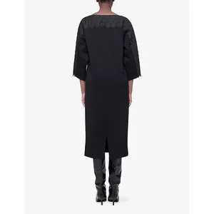 LEEM Quilted Embroidered Midi Dress
