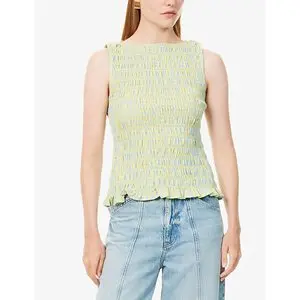 AMY LYNN Sonya Shirred Cotton-poplin Top