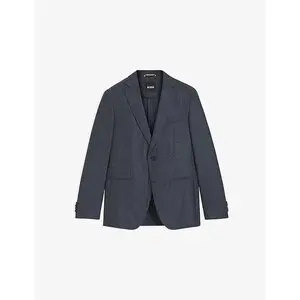 BOSS Single-breasted Notch-lapel Wool Blazer - Open Blue