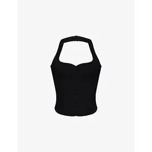 House Of Cb Halter Neck Corset Top - Black