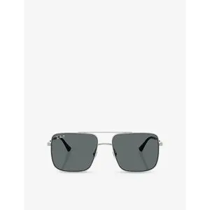 Ray-ban Rb3758 Square-frame Metal Sunglasses - Silver