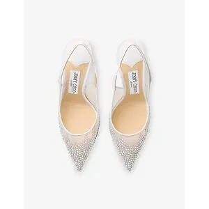 JIMMY CHOO Love Slingback 85 Mesh Pumps - White/crystal