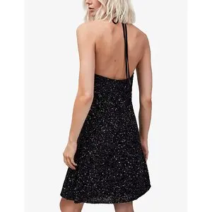 RO&ZO Mimi Sequin Halter-neck Woven Mini Dress