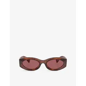 Miu Miu Oval Acetate Sunglasses - Brown