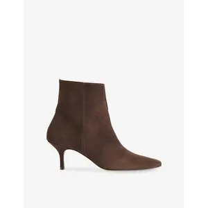 Whistles Pointed Toe Suede Heeled Boots - Brown