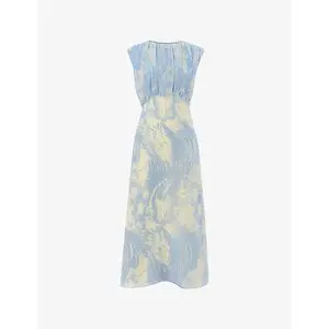 Whistles Devoré Swirl Sleeveless Velvet Midi Dress - Multi-coloured