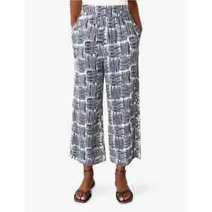Whistles Abstract Print Cropped Woven Trousers