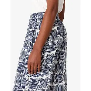 Whistles Abstract Print Cropped Woven Trousers