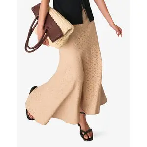 Whistles Broderie Fluted-hem Cotton Midi Skirt
