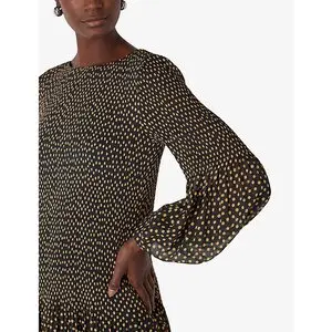 Whistles Plissé Spot-print Woven Midi Dress