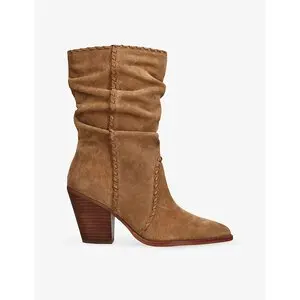 Dolce Vita Julith Suede Ankle Boots With Mid Block Heel - Tan