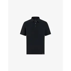 Boggi Milano High-performance Short-sleeve Zip S-cafè® Yarn Cotton Piqué Polo Shirt - Black