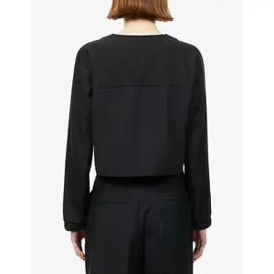 Max Mara Collarless Boxy Stretch-woven Jacket - Black
