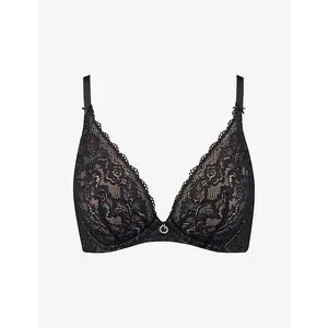 AUBADE Rosessence Underwired Stretch-lace Plunge Bra 36b Noir
