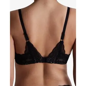 AUBADE Rosessence Underwired Stretch-lace Plunge Bra - Noir