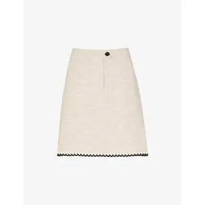 Whistles Broderie-trim High-rise Mini Skirt - Brown