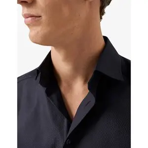 Eton Houndstooth King Long-sleeve Contemporary-fit Cotton Twill Shirt