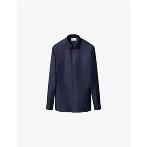 Eton Houndstooth King Long-sleeve Contemporary-fit Cotton Twill Shirt - Black
