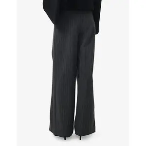 LEEM Draped Wide-leg Pin-stripe Trousers