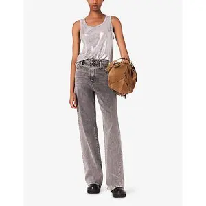Maje Metallic Scoop Neck Stretch-knit Vest Top - Silver