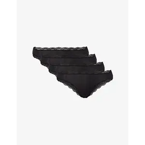 Stripe & Stare Lace Trimmed Briefs For Women