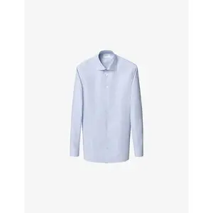 Eton Checked Slim-fit Cotton-twill Shirt - Light Blue
