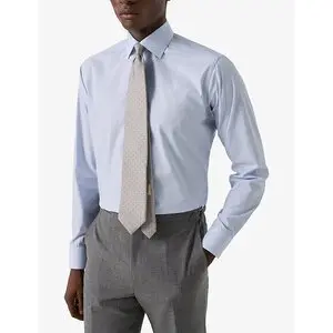 Eton Checked Slim-fit Cotton-twill Shirt - Light Blue
