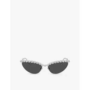 SWAROVSKI Sk7030 Cat-eye Sunglasses With Crystal Embellishments - Silver