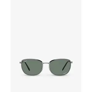 Ray-ban Rb3705 Chromance Square-frame Metal Sunglasses - Grey