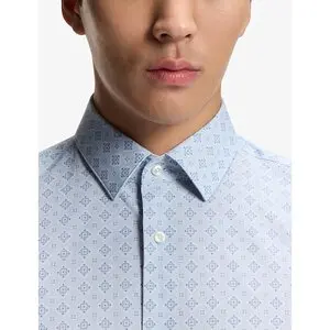 BOSS Graphic-pattern Slim-fit Cotton-blend Shirt
