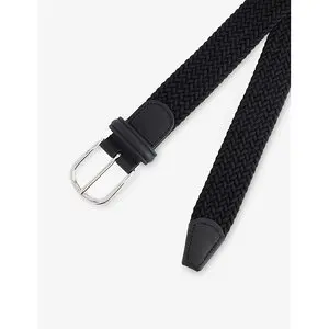 Anderson's Woven Elastic And Leather Belt - Black