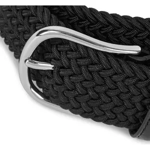 Anderson's Woven Elastic And Leather Belt - Black