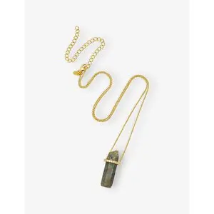 LA MAISON COUTURE Assya Aurora 18ct Yellow Gold Vermeil, Labradorite And Cubic Zirconia Necklace - Grey