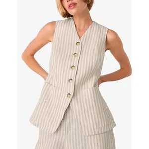 Whistles Striped V-neck Linen Waistcoat