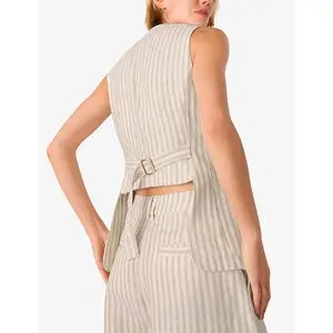 Whistles Striped V-neck Linen Waistcoat
