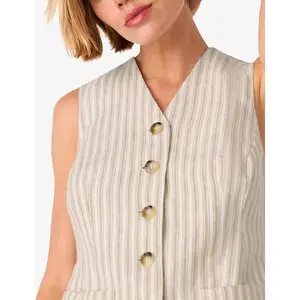 Whistles Striped V-neck Linen Waistcoat