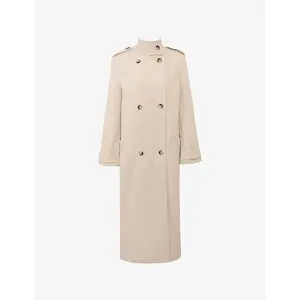 House Of Cb Sander Funnel-neck Double-breasted Woven Coat - Cream