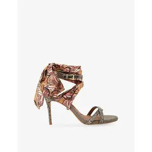 Kurt Geiger Woven Heeled Sandals With Scarf Tie Detail - Brown/oth