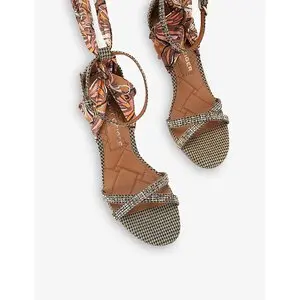 Kurt Geiger Woven Heeled Sandals With Scarf Tie Detail