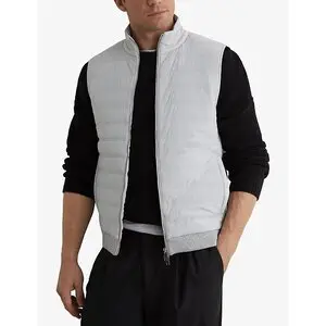 REISS Zip-through Stretch-woven Gilet - Soft Grey
