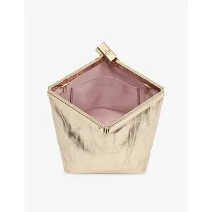 JIMMY CHOO Metallic Leather Clutch Bag - Light Platinum/light