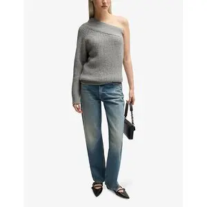 Hugo One-shoulder Brushed-texture Stretch-knit Jumper