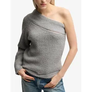 Hugo One-shoulder Brushed-texture Stretch-knit Jumper