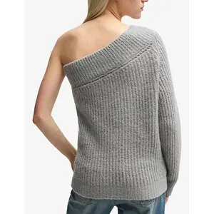 Hugo One-shoulder Brushed-texture Stretch-knit Jumper