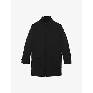 REISS Player Hybrid Removable Funnel-neck Woven Overcoat - Black