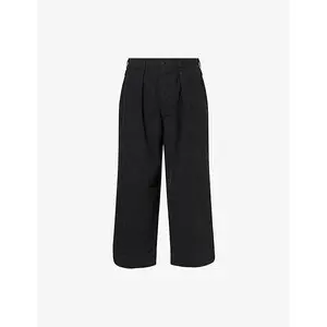 A.PRESSE Relaxed Fit Wide Leg Cotton Trousers - Black