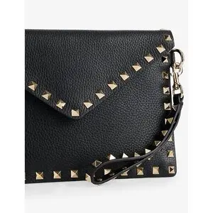 Valentino Garavani Rockstud Grained-leather Pouch - Nero