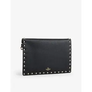 Valentino Garavani Rockstud Grained-leather Pouch - Nero