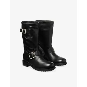 JIMMY CHOO Biker Mid Leather Boots