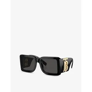 Burberry Be4406u Square Frame Acetate Sunglasses With Oversized Branding - Black